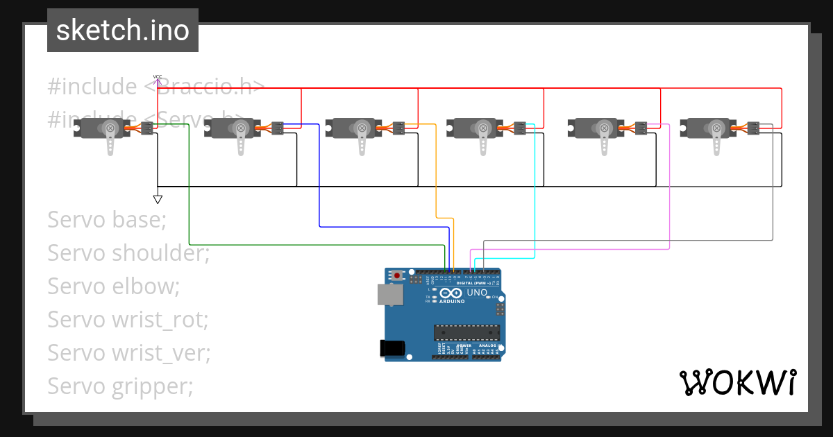 Braccio_robot - Wokwi ESP32, STM32, Arduino Simulator