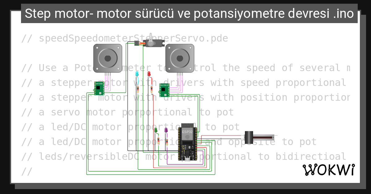 Step Motor Motor Sürücü Ve Potansiyometre Devresi Wokwi Esp32 Stm32 Arduino Simulator 