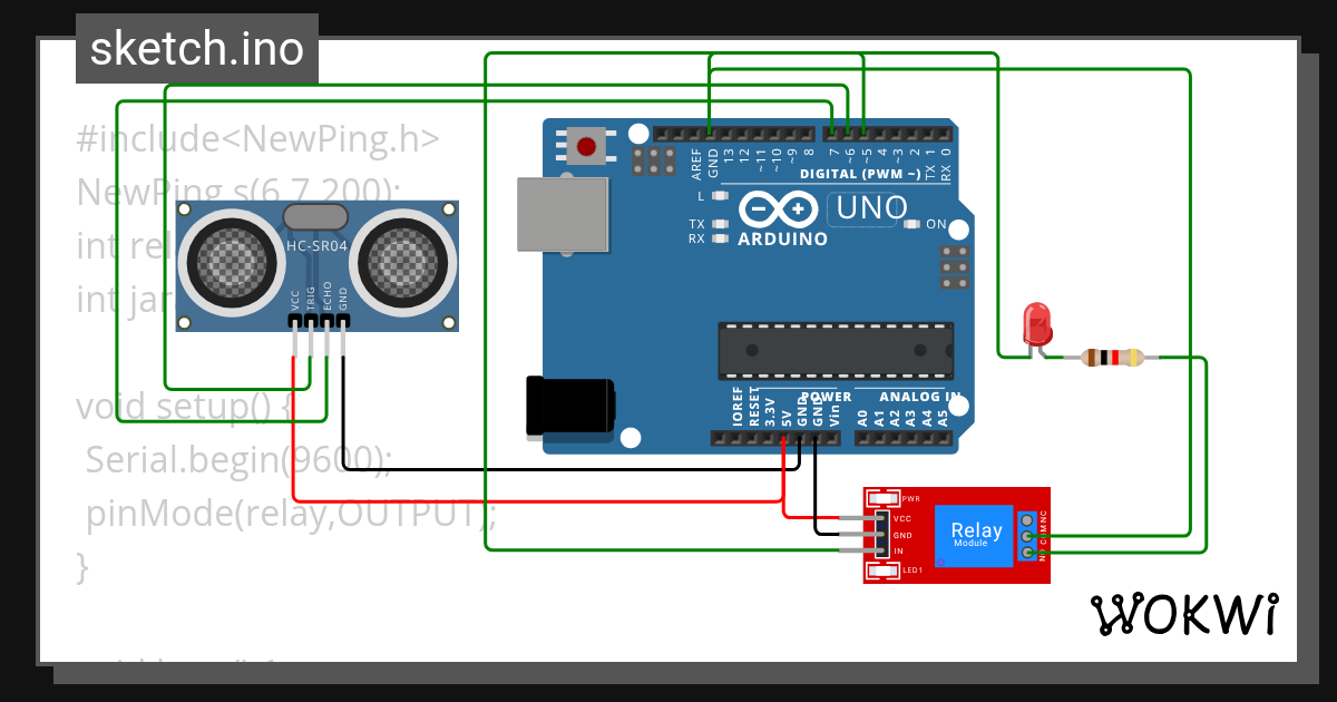 Ultrasonik - Wokwi ESP32, STM32, Arduino Simulator