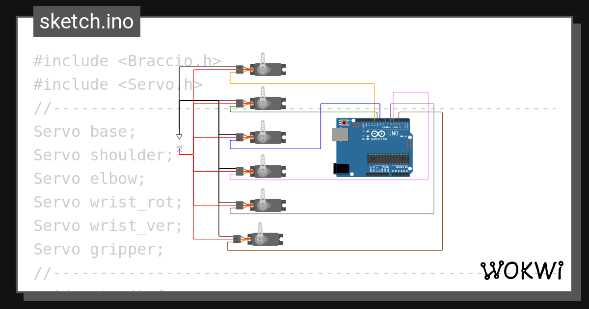 Braccio Robot Wokwi Esp32 Stm32 Arduino Simulator 3714