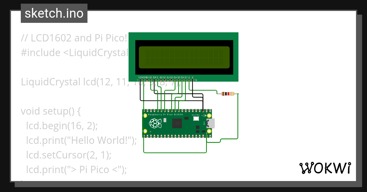 Lcd 1602 Pi Pico Wokwi Esp32 Stm32 Arduino Simulator 