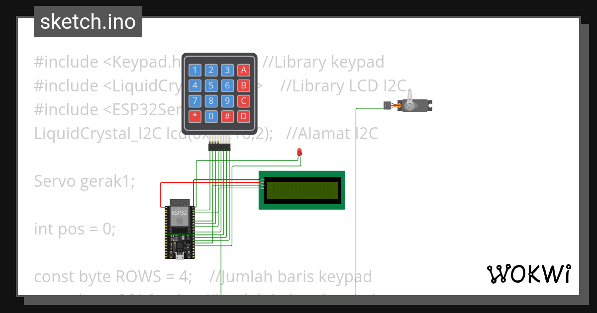 tugas smart security menggunakan led - Wokwi ESP32, STM32, Arduino Simulator