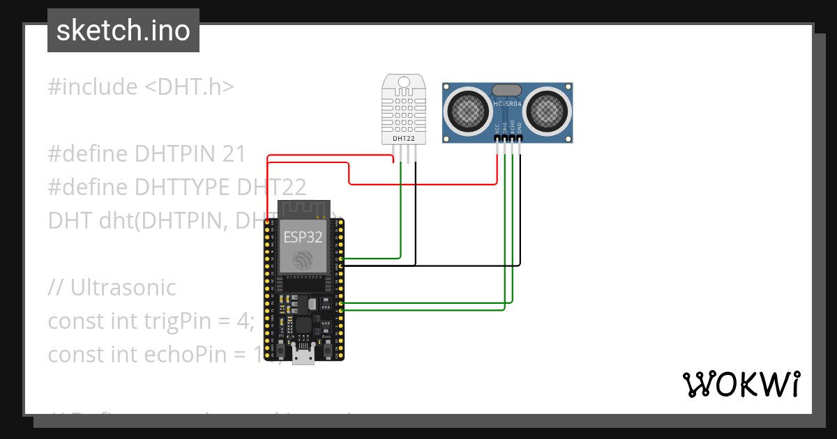 ultra,dht22 - Wokwi ESP32, STM32, Arduino Simulator