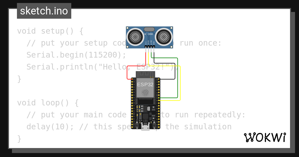 Iot 135 Sa1 Ultra Sonic Sensor Connections Solution Wokwi Esp32 Stm32 Arduino Simulator