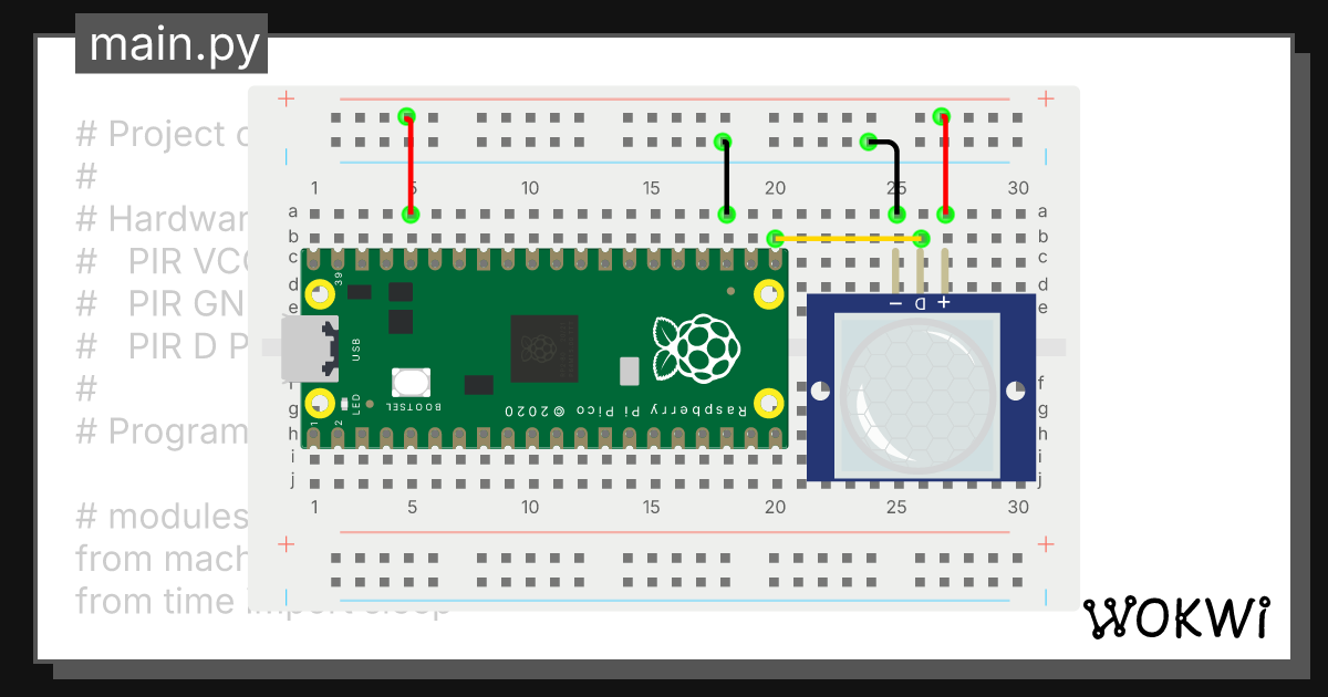 Raspberry Pi Pico PIR Detect Motion Copy - Wokwi ESP32, STM32, Arduino ...
