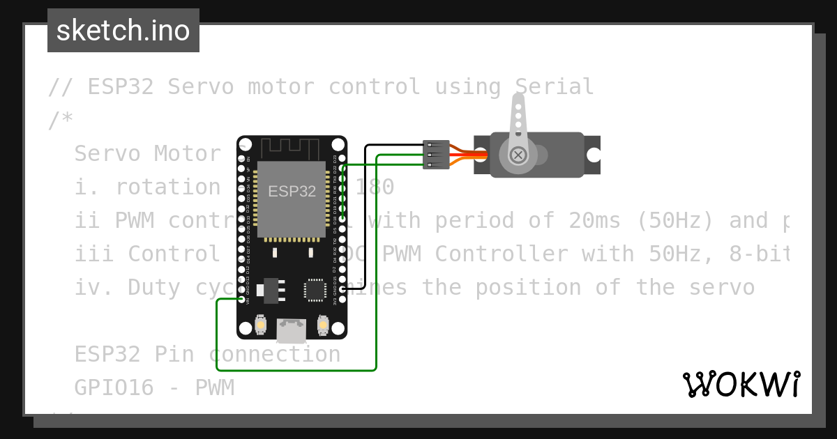 Servo Motor Using Serial Copy Wokwi Esp32 Stm32 Arduino Simulator
