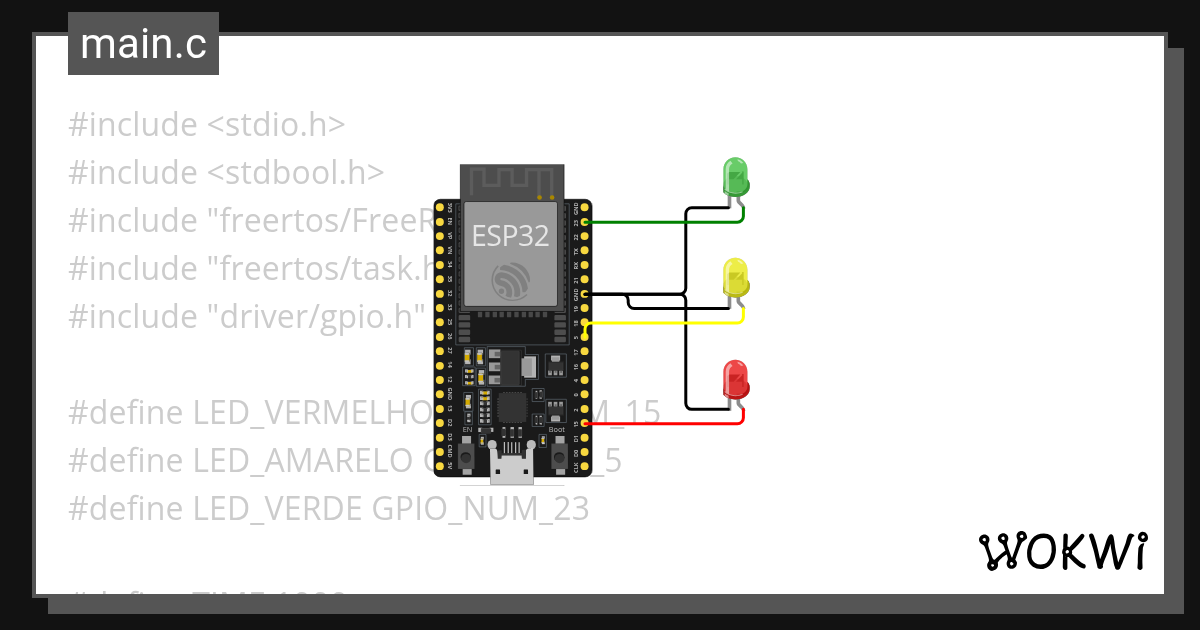 (ESP-IDF) 2_SEMAFORO - Wokwi ESP32, STM32, Arduino Simulator