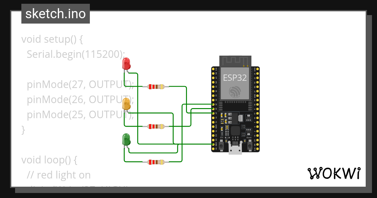 Traffic light - Wokwi ESP32, STM32, Arduino Simulator Traffic light - Wokwi ESP32, STM32, Arduino Simulator