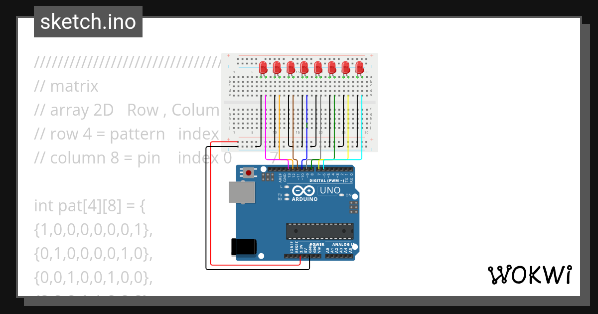 prj20 array 2 D - Wokwi ESP32, STM32, Arduino Simulator
