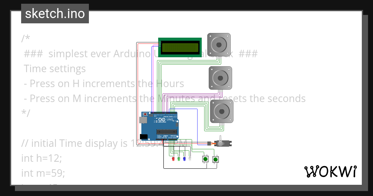 Clock - 4 Motors - Perfect 28-12 - Wokwi ESP32, STM32, Arduino Simulator