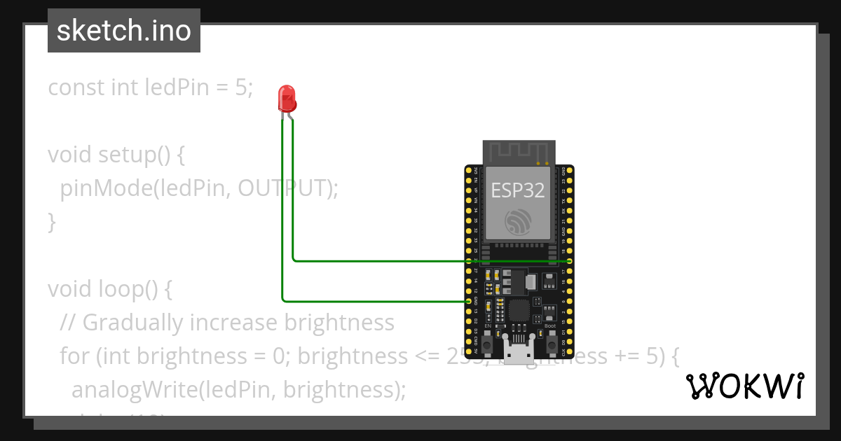 Led Glow Wokwi Esp32 Stm32 Arduino Simulator 3082
