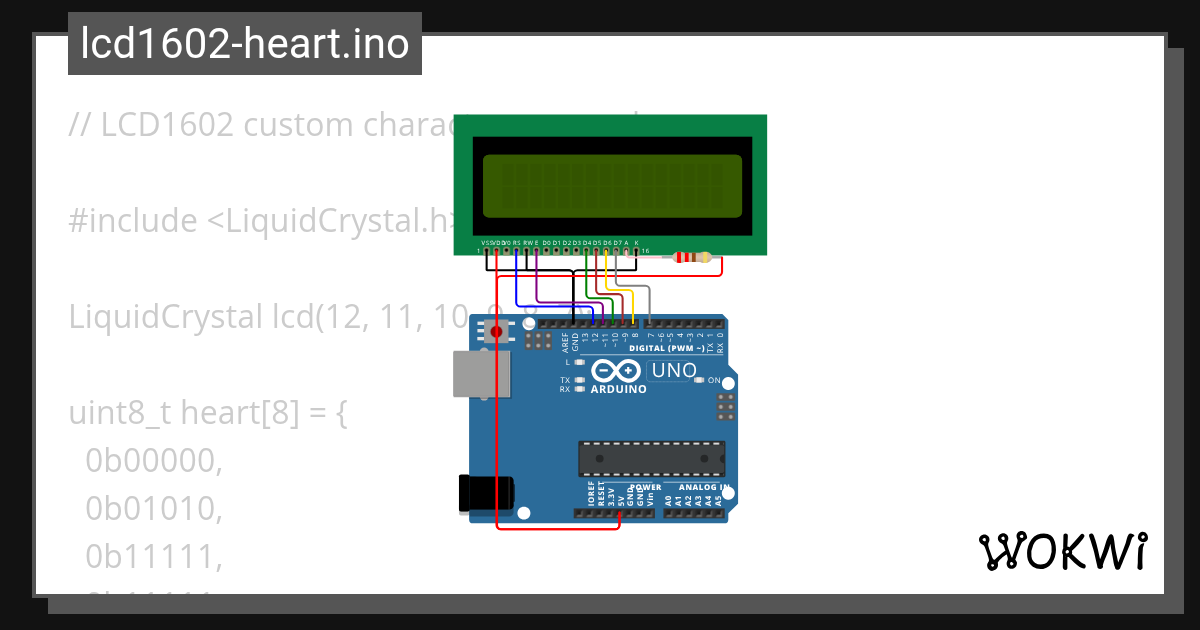 lcd1602-heart.ino Copy - Wokwi ESP32, STM32, Arduino Simulator