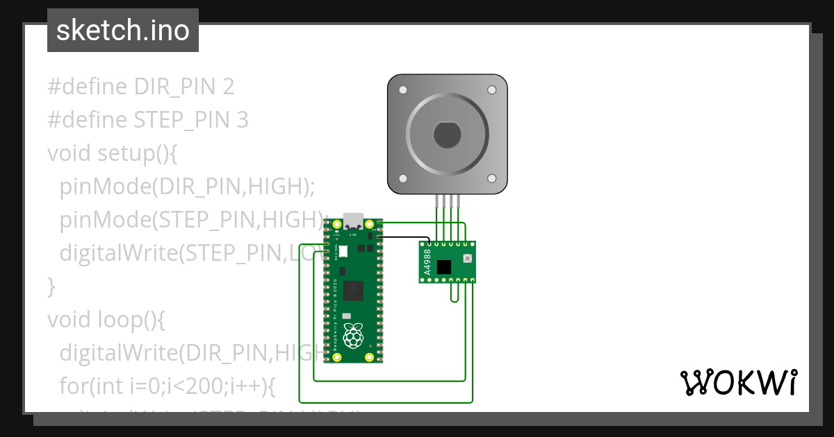 stepper motor - Wokwi ESP32, STM32, Arduino Simulator