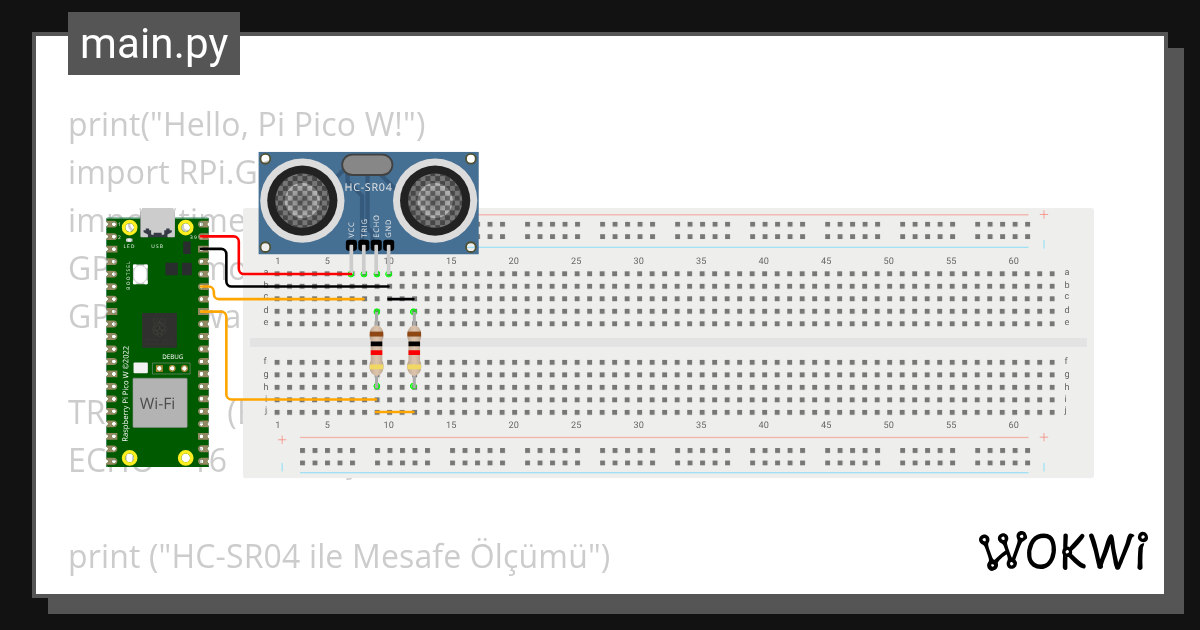 Mesafe Sensörü Wokwi Esp32 Stm32 Arduino Simulator 2010