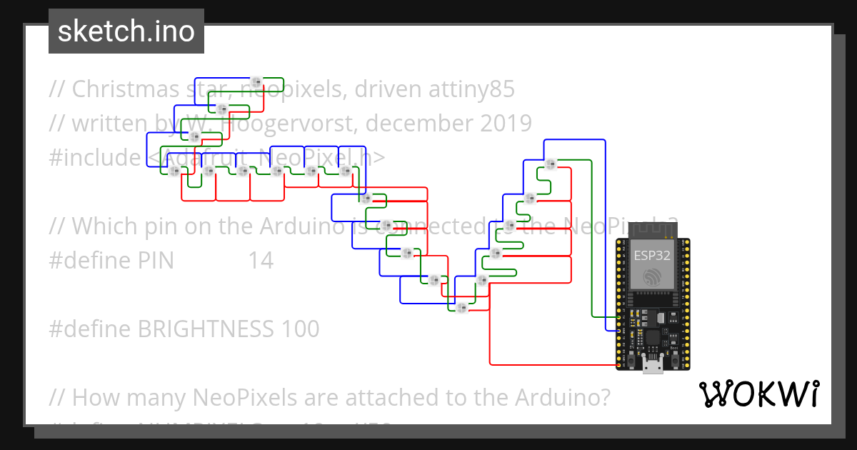 Christmas_star part 19 of 50 leds Copy - Wokwi ESP32, STM32, Arduino Simulator