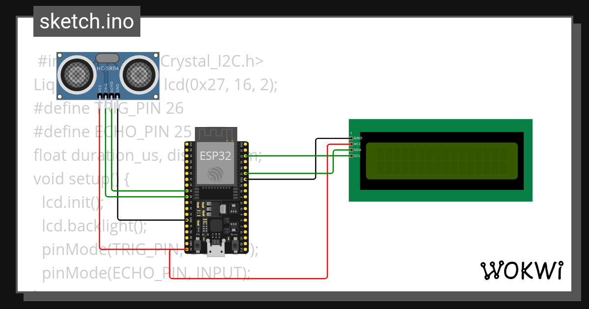 Interfacing a sensor and LCD with ESP32 - Wokwi ESP32, STM32, Arduino Simulator