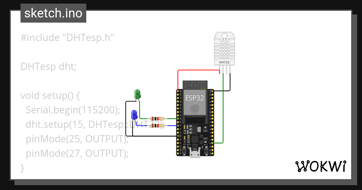 Antonio circuito de detección de humedad y temperatura - Wokwi ESP32, STM32, Arduino Simulator