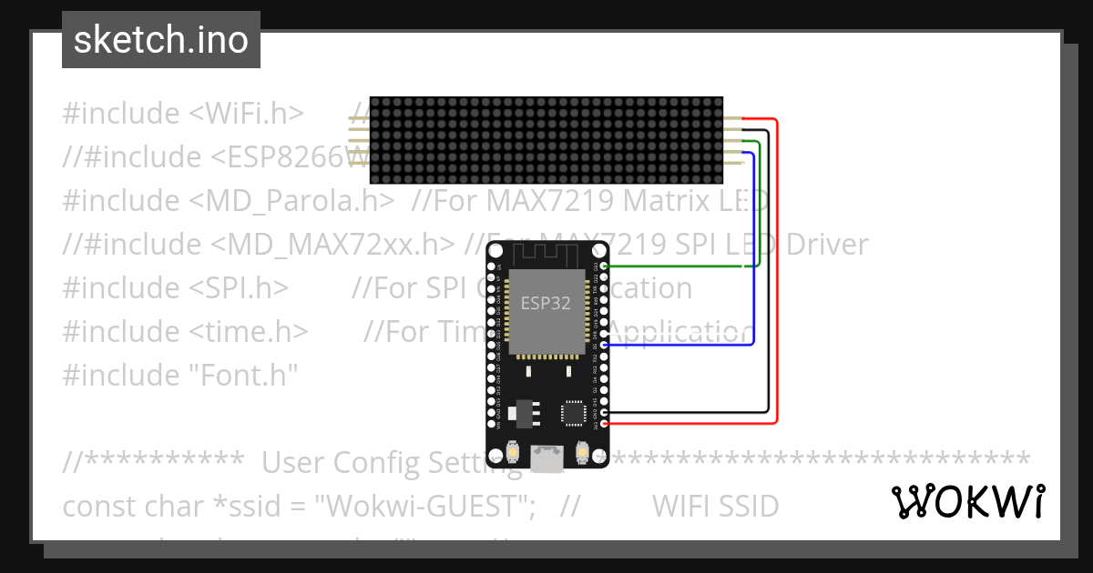 Ntp Clock Esp32max7219最终版 Copy Wokwi Esp32 Stm32 Arduino Simulator 