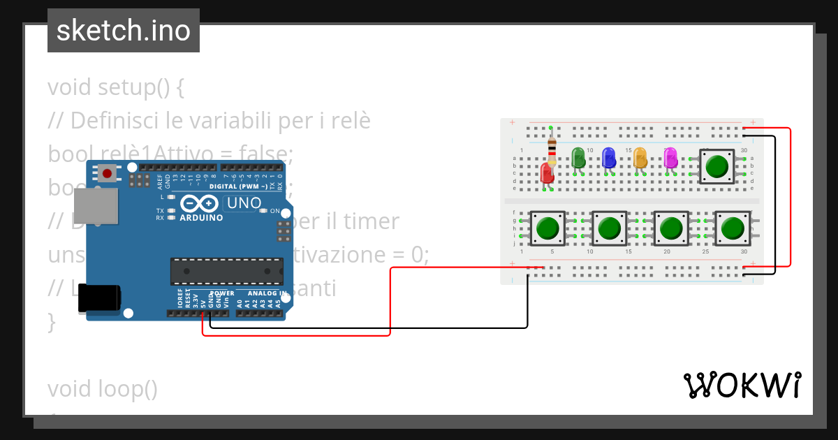 pulsanti ad attivazione ritardata - Wokwi ESP32, STM32, Arduino Simulator