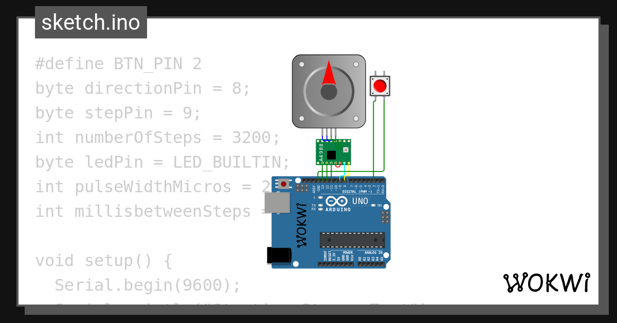 Stepper Motor A4988 步进电机 Wokwi Esp32 Stm32 Arduino Simulator 3838