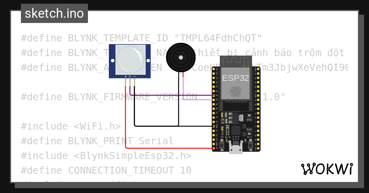 311223 08 Thiết Bị Cảnh Báo đột Nhập Sử Dụng Devkit Esp32 Wokwi Esp32 Stm32 Arduino Simulator
