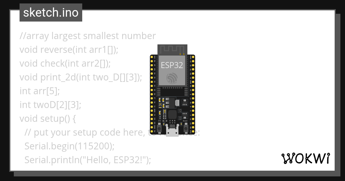 array largest smallest number - Wokwi ESP32, STM32, Arduino Simulator