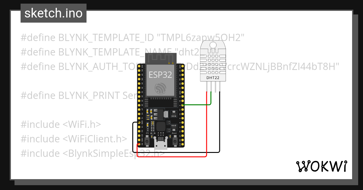 monitoring suhu & kelembaban - Wokwi ESP32, STM32, Arduino Simulator