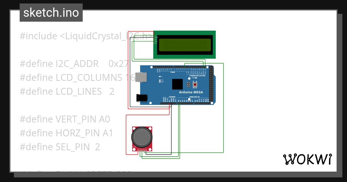 lcd2x16 joystick - Wokwi ESP32, STM32, Arduino Simulator