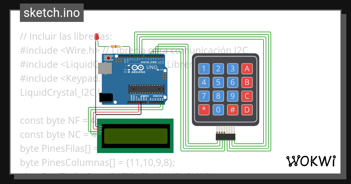 Arduino Uno Teclado Lcd I2c Clave Wokwi Esp32 Stm32 Arduino Simulator 1994