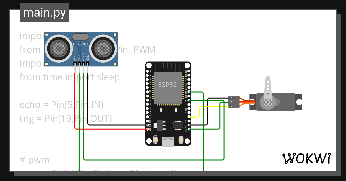 Servo Motor Sensor Ultrasonic No17 Wokwi Esp32 Stm32 Arduino 9454