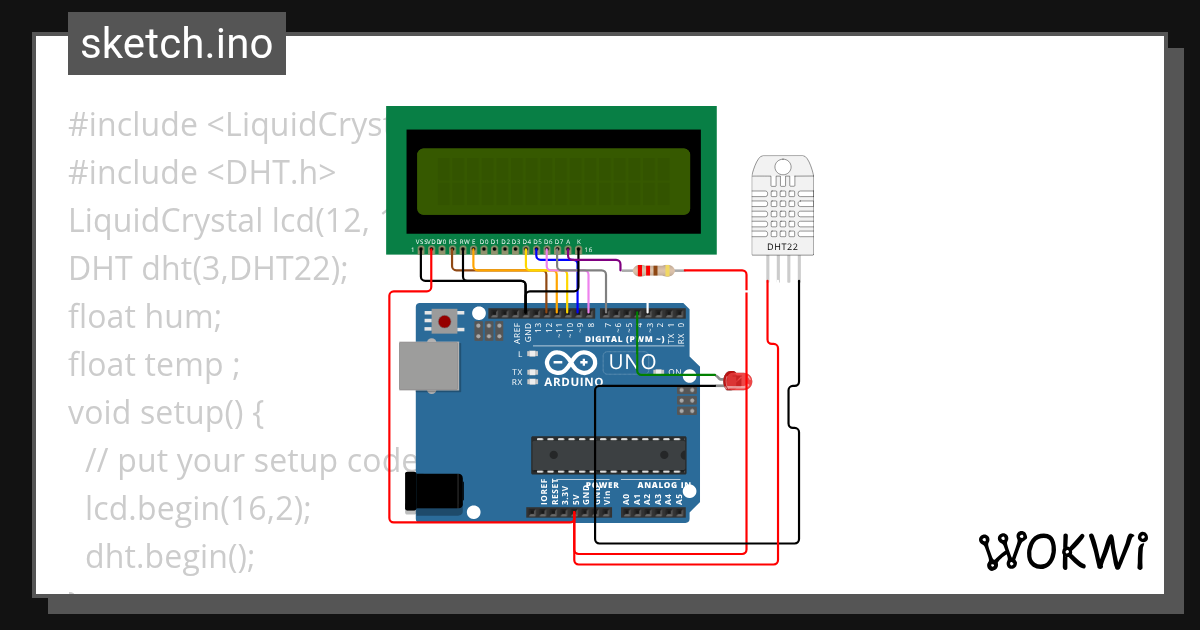 LCD dht22 - Wokwi ESP32, STM32, Arduino Simulator