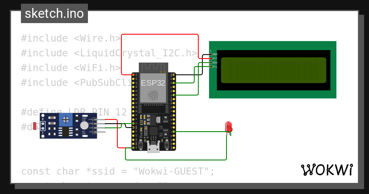 Photoresister Lcd Led Nodered Wokwi Esp32 Stm32 Arduino Simulator 6845