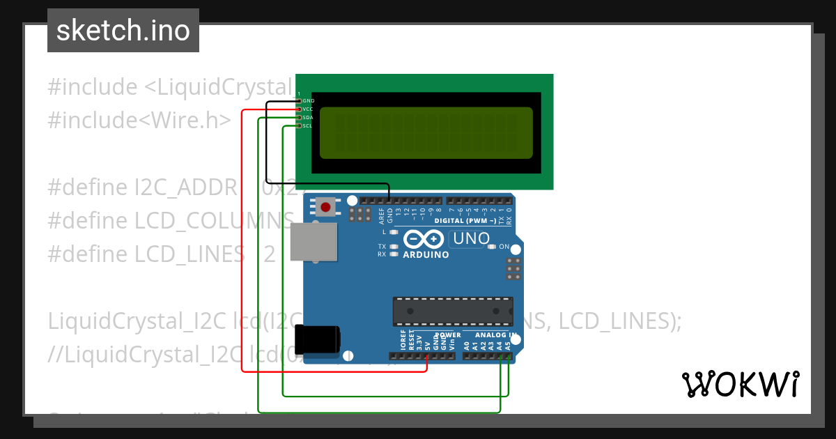 i2c Display - Wokwi ESP32, STM32, Arduino Simulator