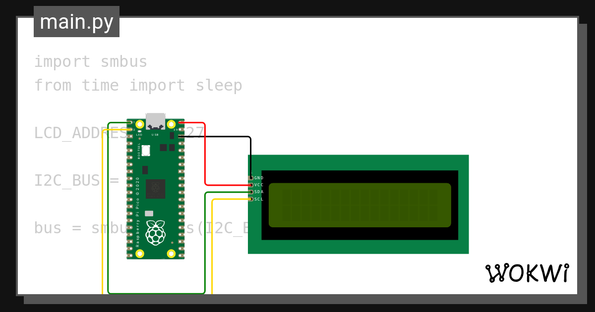 Raspberry Pi Pico Lcd I2c Hello World Copy Wokwi Esp32 Stm32 Arduino Simulator