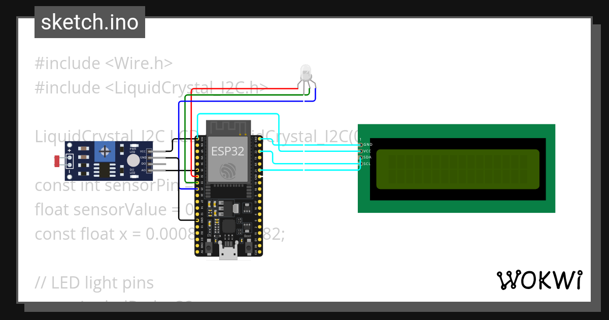 Analog Value with LCD - Wokwi ESP32, STM32, Arduino Simulator