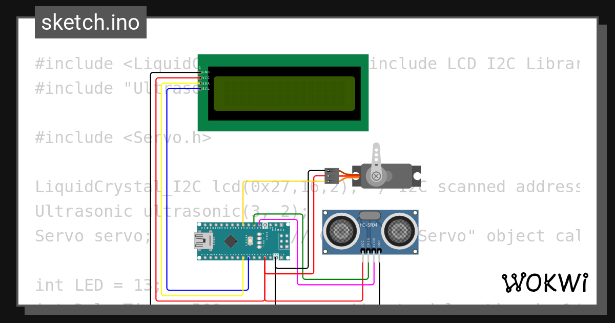 Nano Hultrasonic Radar Wokwi Esp32 Stm32 Arduino Simulator 2344