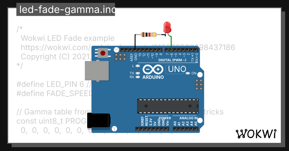 y21 led-fade.ino - Wokwi ESP32, STM32, Arduino Simulator