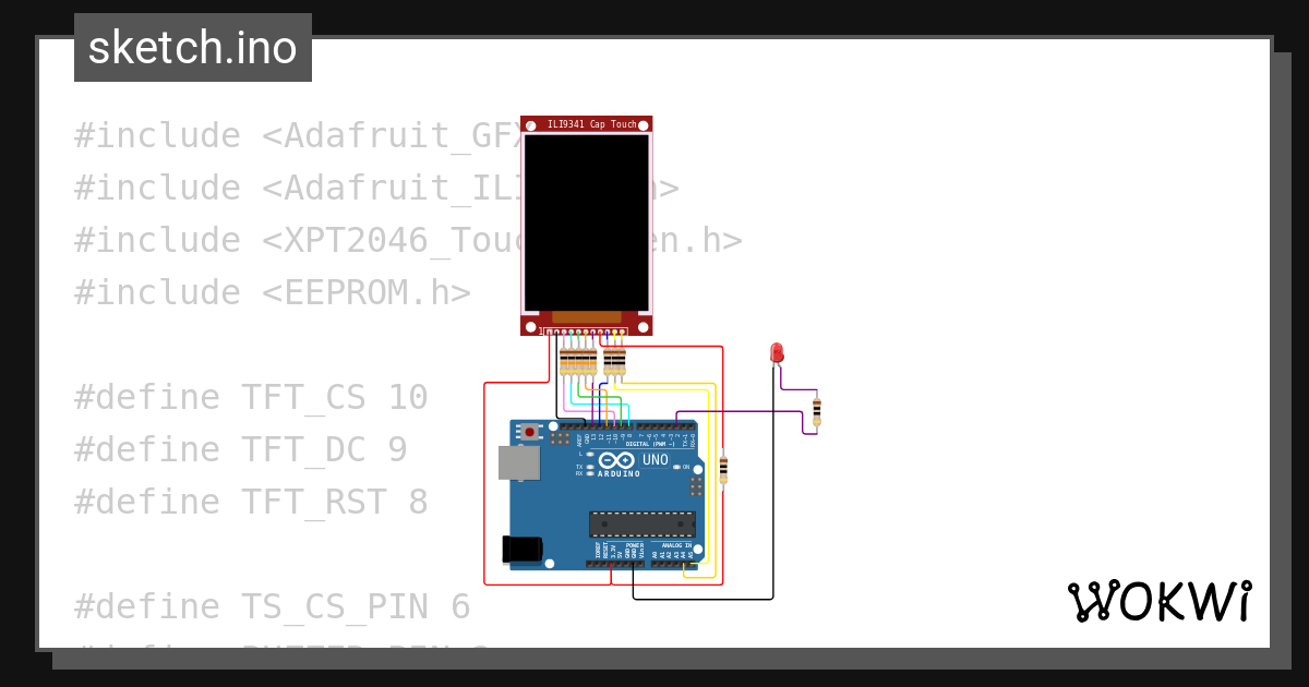 сенсор дисплей Wokwi Esp32 Stm32 Arduino Simulator