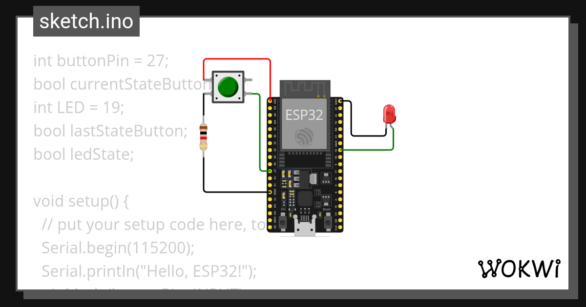 esp32 digital input biutton - Wokwi ESP32, STM32, Arduino Simulator