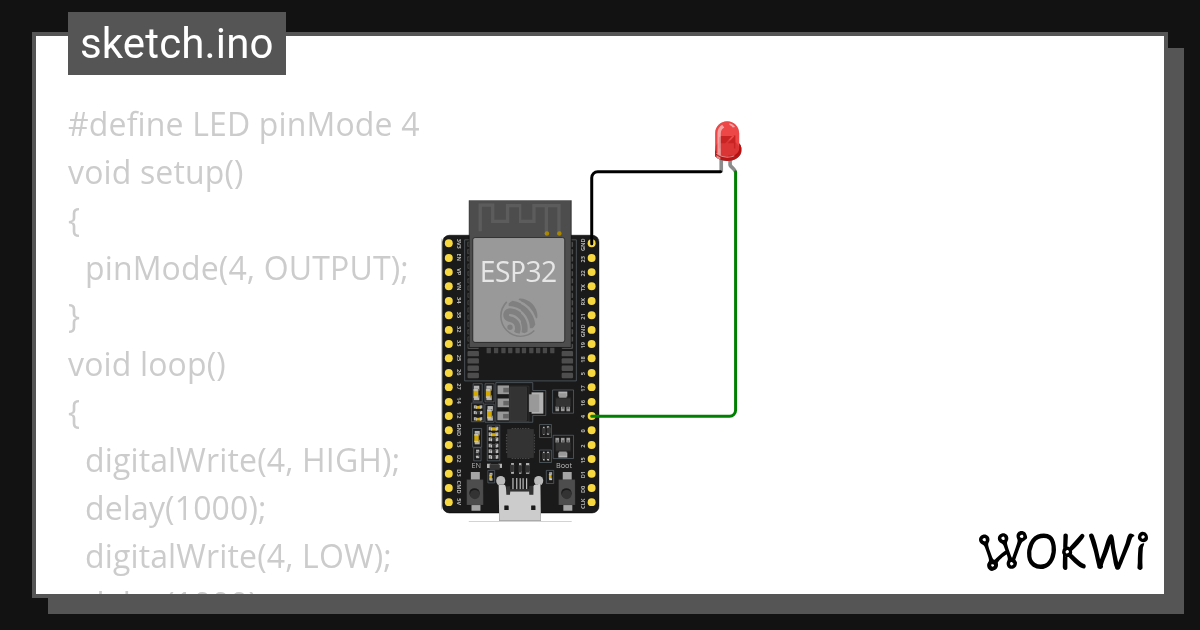 led blinking - Wokwi ESP32, STM32, Arduino Simulator