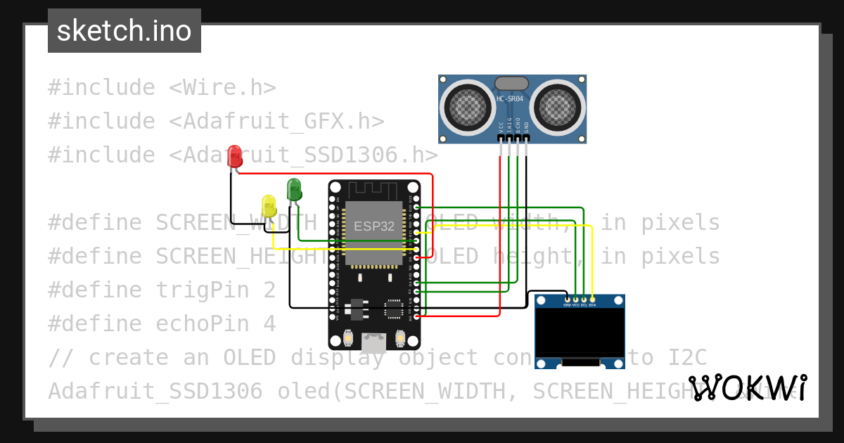 Esp32 Ultasonic Oled Dharent Wokwi Esp32 Stm32 Arduino Simulator