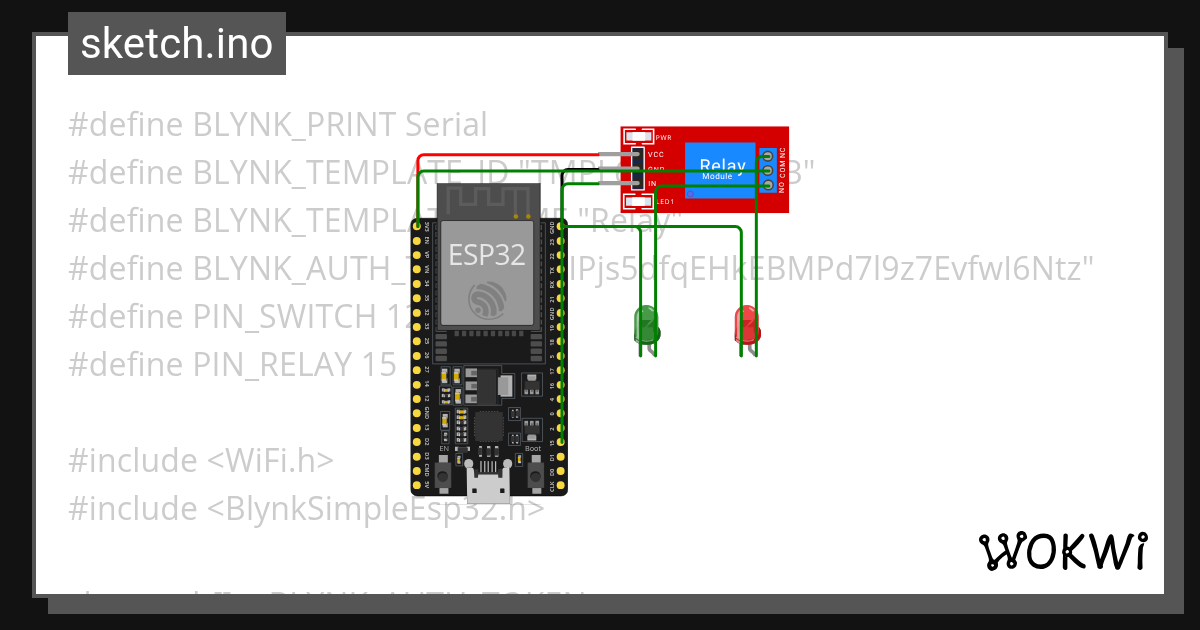 Relay Blynk - Wokwi ESP32, STM32, Arduino Simulator