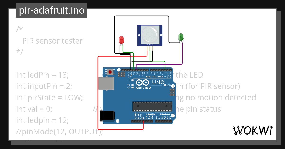 PIR sensor Umer - Wokwi ESP32, STM32, Arduino Simulator