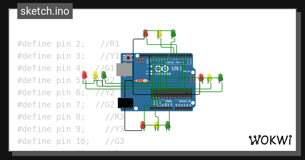 Automatic Traffic Light Wokwi Esp32 Stm32 Arduino Simulator 8497