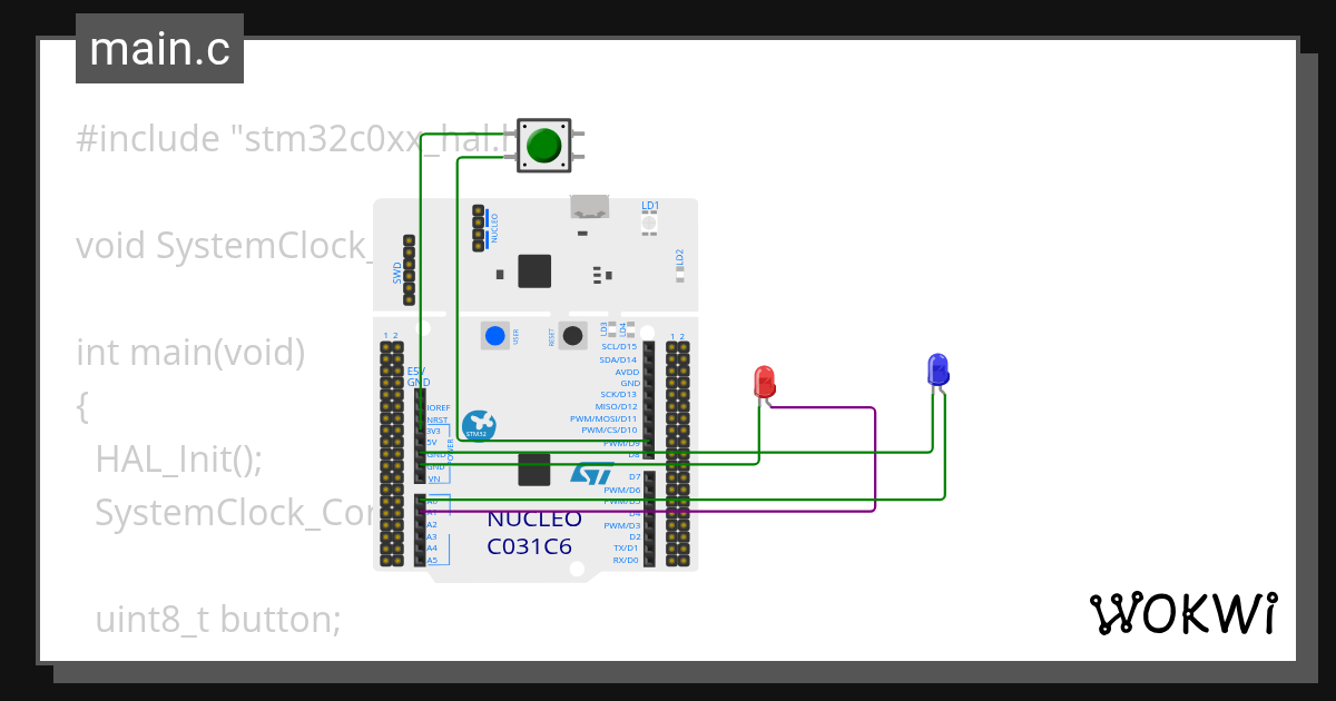 ST Nucleo - HAL une BOTTON 1 LED Copy - Wokwi ESP32, STM32, Arduino Simulator
