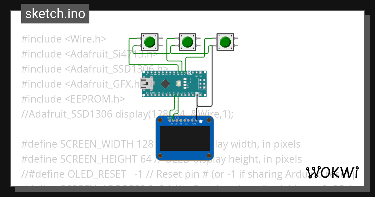 NANOFMSSD1306 - Wokwi ESP32, STM32, Arduino Simulator