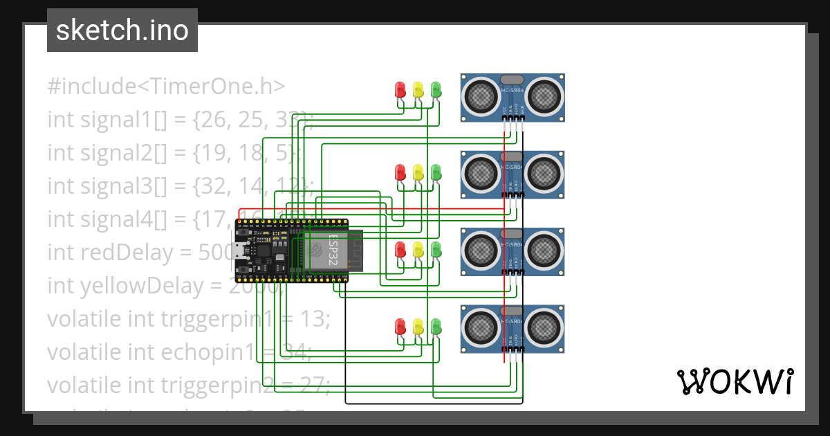 Sensor Traffic Controller - Wokwi ESP32, STM32, Arduino Simulator