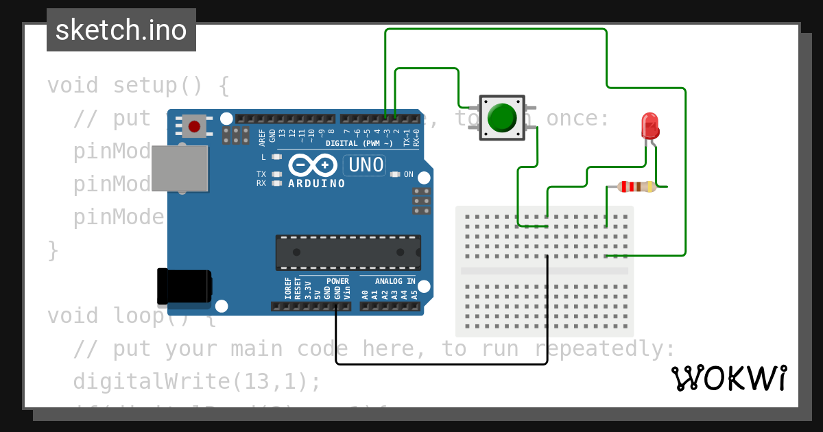 On And Off Led By Preshing Push Buttom Wokwi Esp32 Stm32 Arduino Simulator