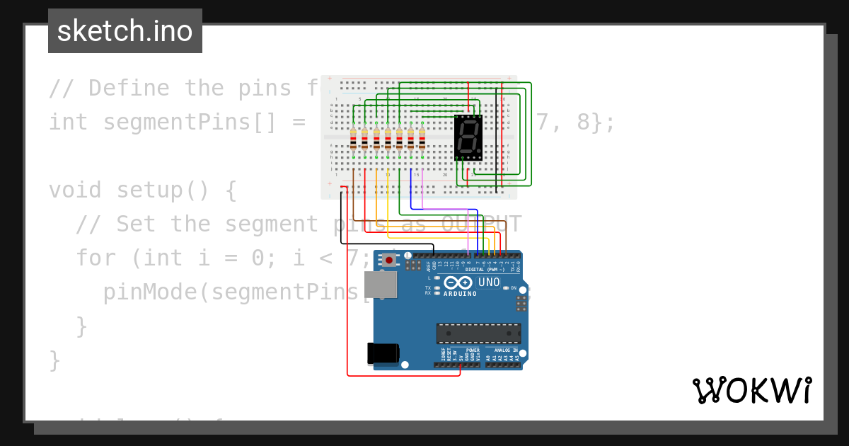 One Digit 7 Segment Led Display Wokwi Esp32 Stm32 Arduino Simulator