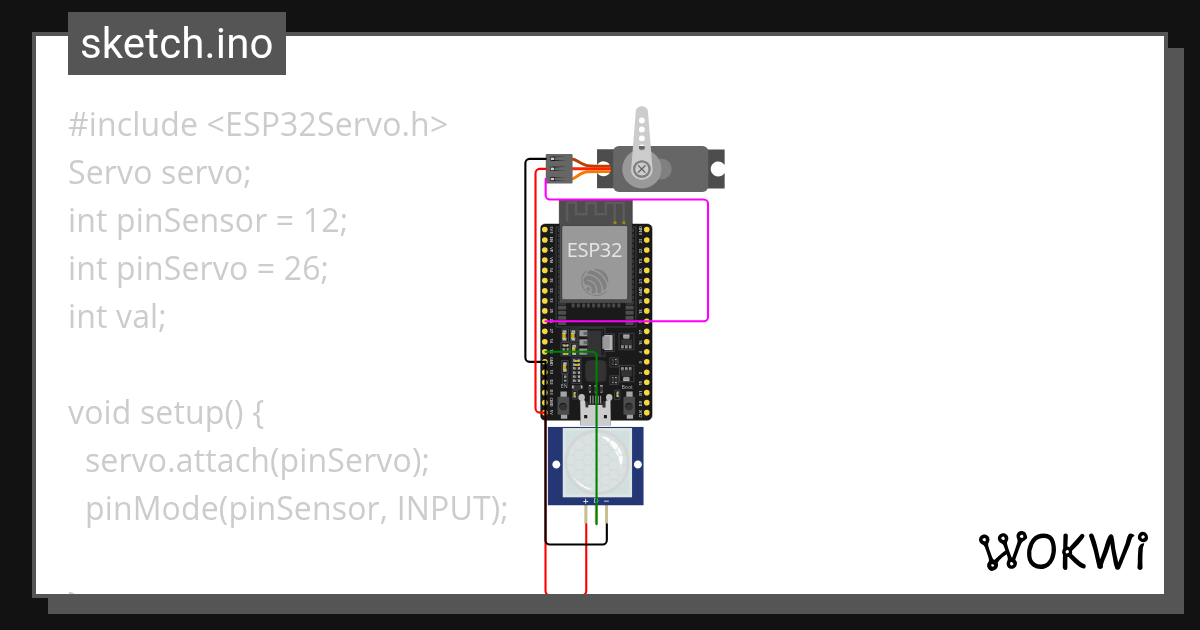 Servo avec PIR - Wokwi ESP32, STM32, Arduino Simulator Servo avec PIR - Wokwi ESP32, STM32, Arduino Simulator
